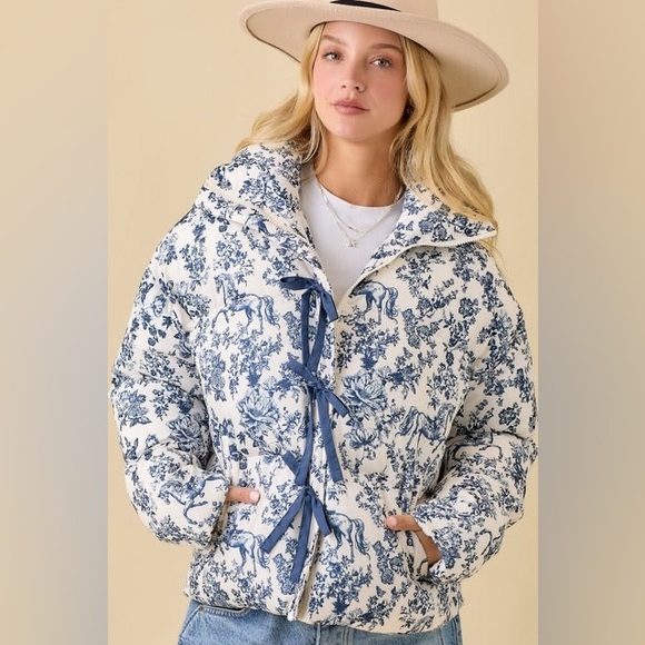 Main Strip | Jackets & Coats | Vintage Horse Toile Print Puffer Jacket ...